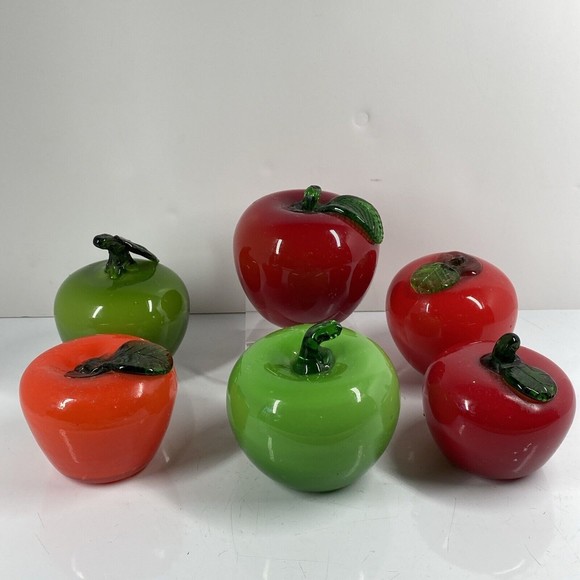 Unbranded | Art | Murano Style Glass Lot 6 Apples Fruit Hand Blown Art ...